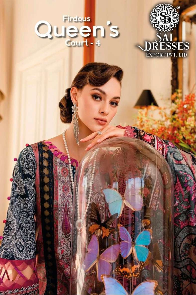 SAI DRESSES PRESENT FIRDOUS QUEENS COURT VOL 4 PURE COTTON EMBROIDERED ...