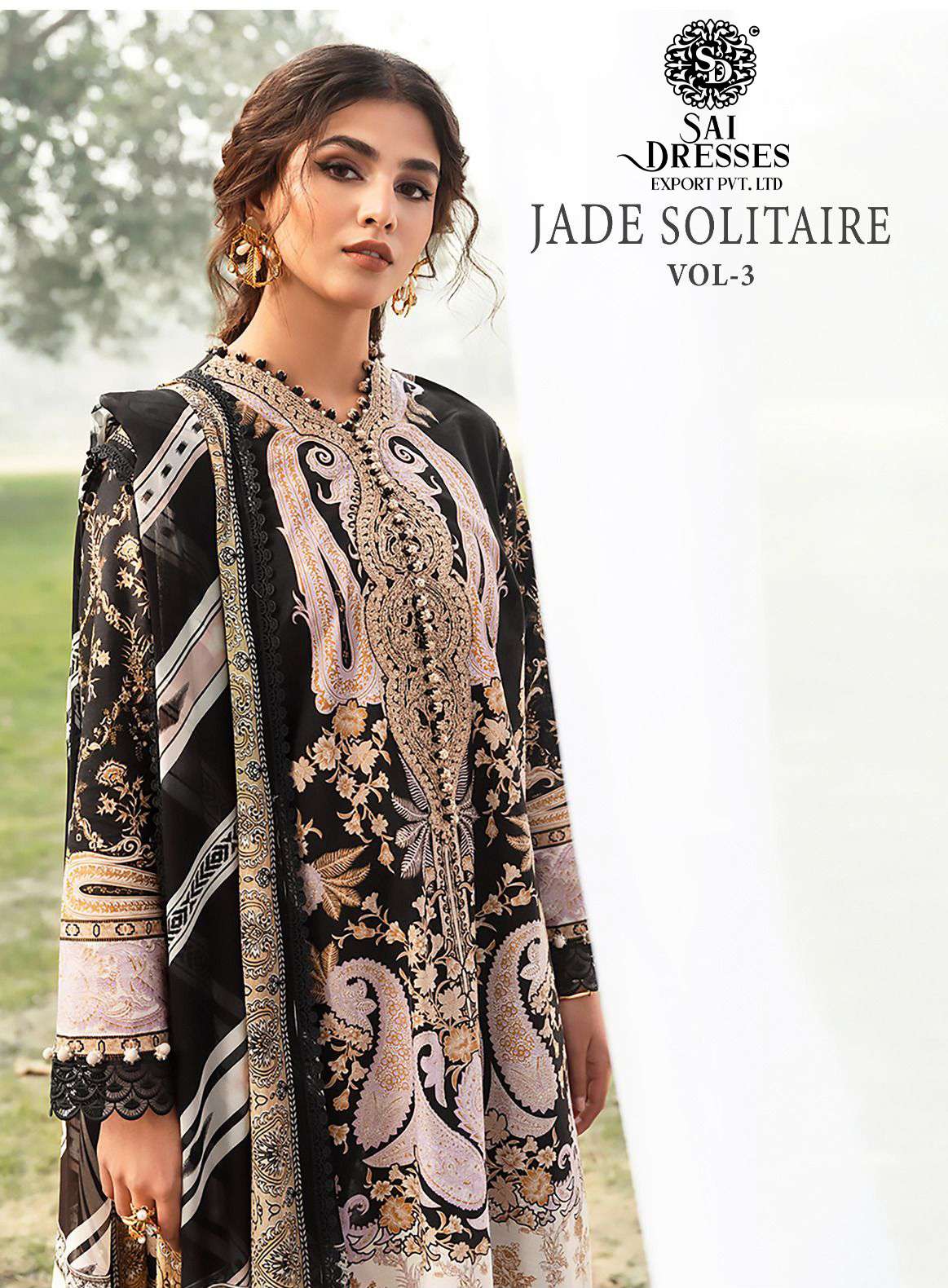 SAI DRESSES PRESENT JADE SOLITAIRE VOL 3 PURE COTTON PATCH EMBROIDERED ...