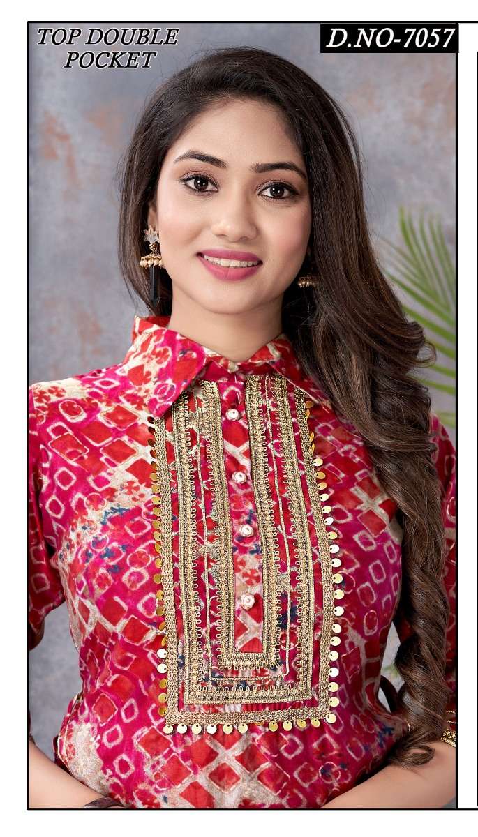 SAI DRESSES PRESENT D.NO 7057 KURTI WITH PANT COMBO